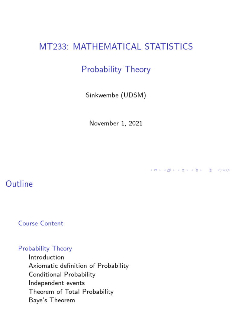 Lecture Probability Theory | PDF