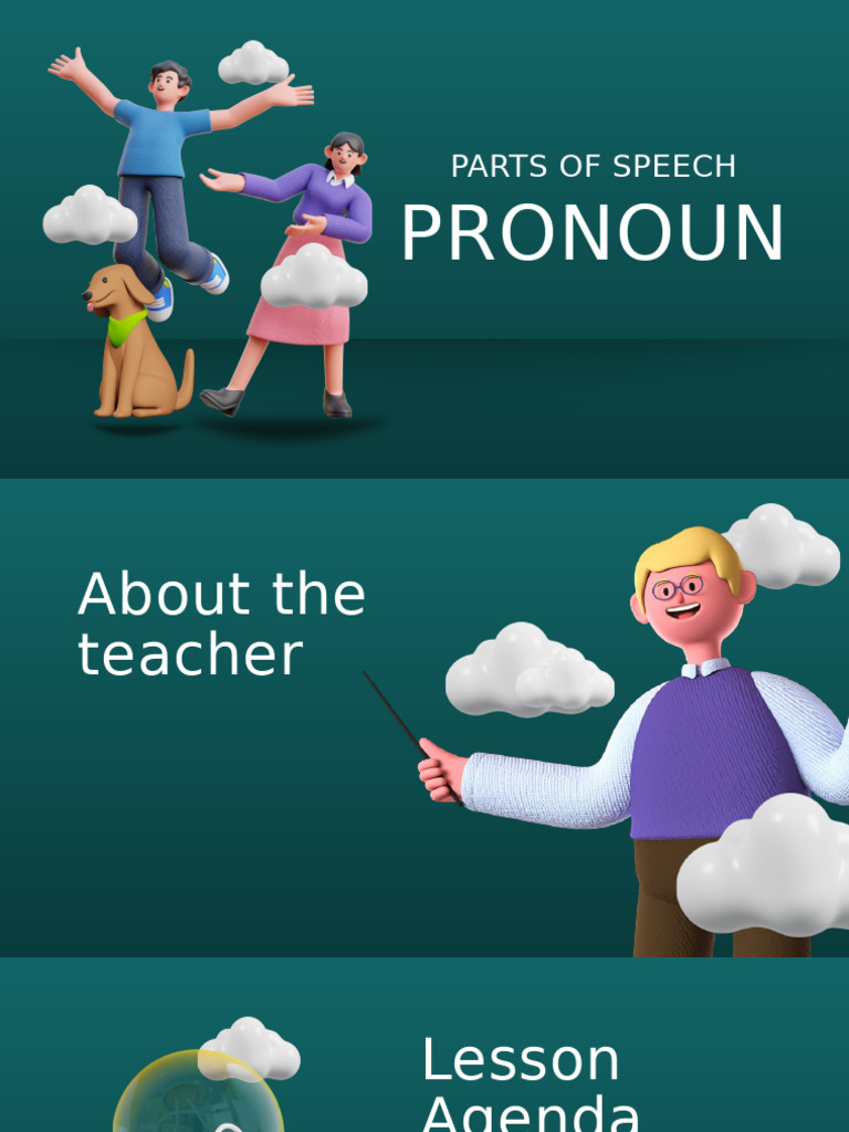 Green 3D Gradient English Parts of Speech Pronoun Educational ...