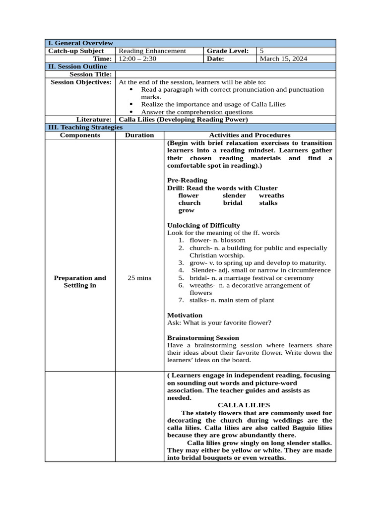 READING TEACHER GUIDE March 15J 2024 | PDF