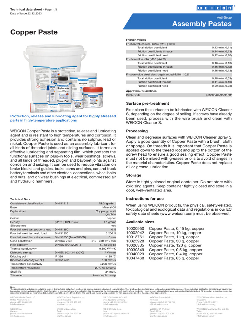 EN GB TDS Copper Paste | PDF