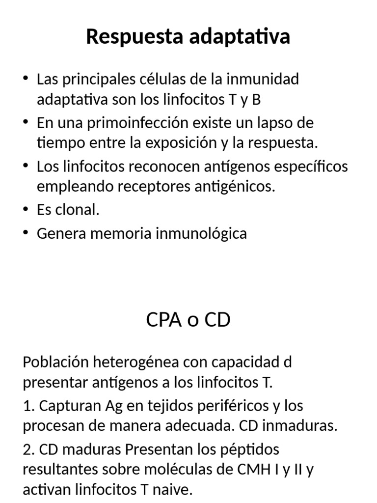 Respuesta Inmune Adaptativa | PDF