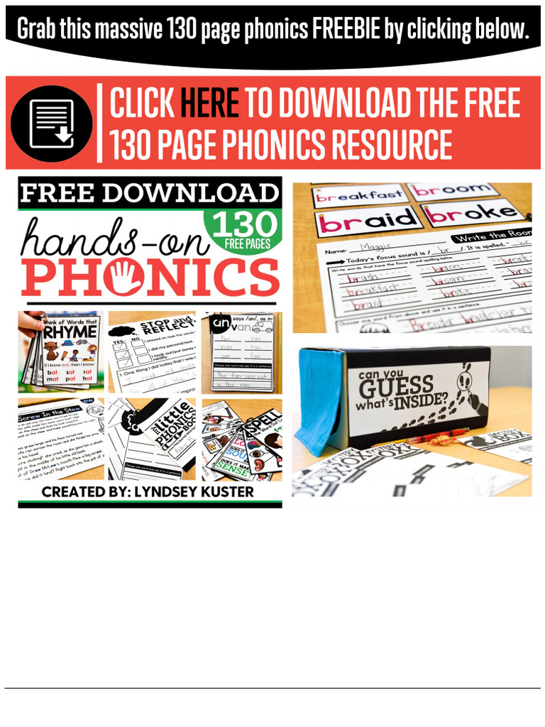 BONUS FREEBIE - 130 Page Free Phonics Packet | PDF