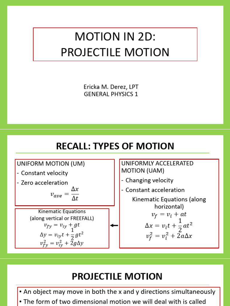Wk 5 - Projectile Motion (1) | PDF