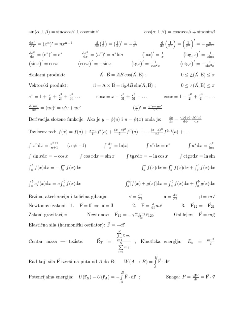 Fizika - Formule | PDF