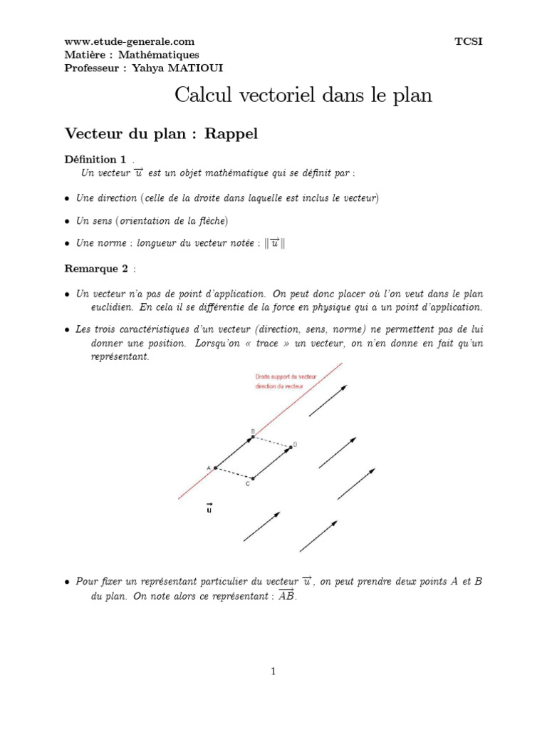 Chapitre 03 Calcul Vectoriel - WWW - Etude Generale - Com | PDF