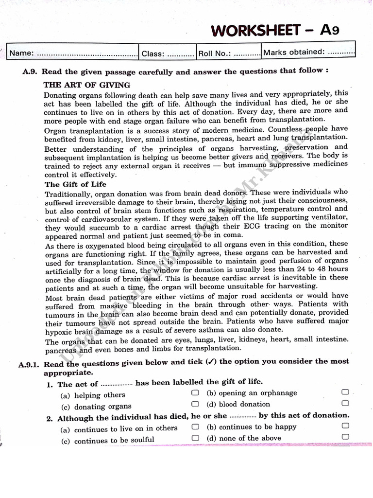 English Unseen Passage With Questions For Cbse Class 8 | PDF