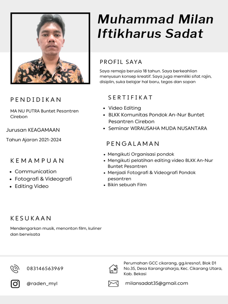 Curriculum Vitae Muhammad Milan Iftikharus Sadat | PDF