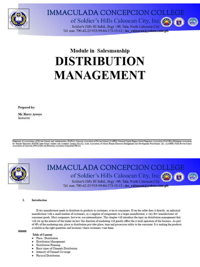 MODULE -1 Distribution Management_.Docx | PDF