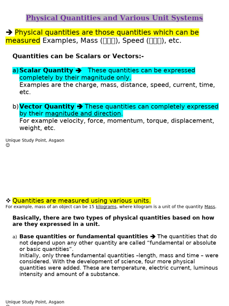 Physical Quantities | PDF