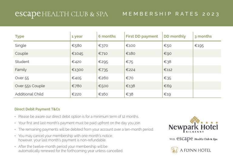 Health Club Membership Rates 2023 | PDF