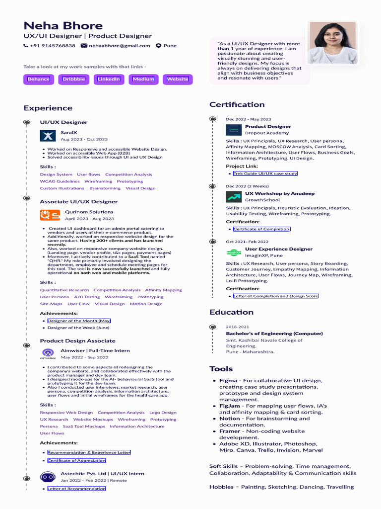 Neha Bhore Resume | PDF