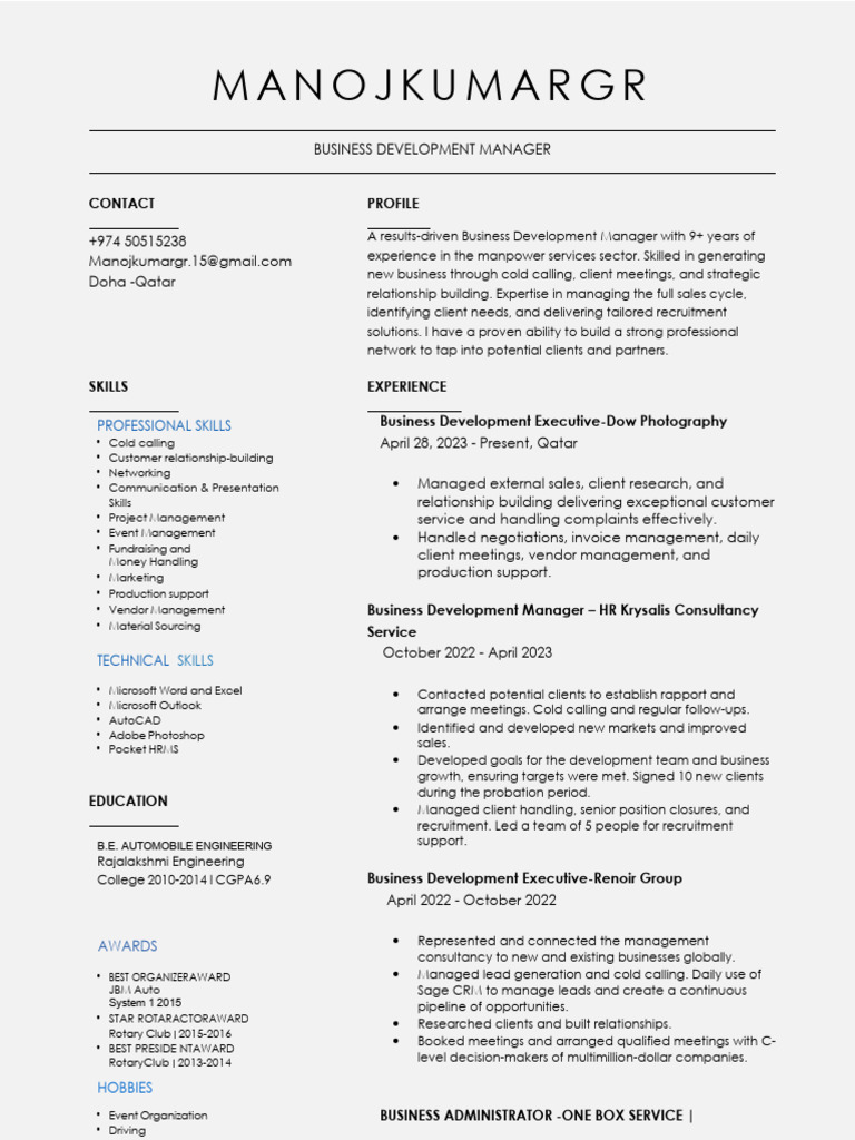 Manoj - BDM | PDF