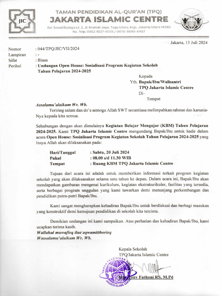 Surat Undangan Open House Sosialisasi Program Kegiatan Sekolah Tahun ... Surat Undangan Open House Sosialisasi Program Kegiatan Sekolah Tahun ...