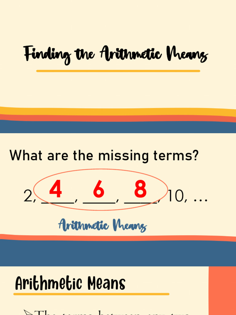 Arithmetic Means and Arithmetic Series1 | PDF