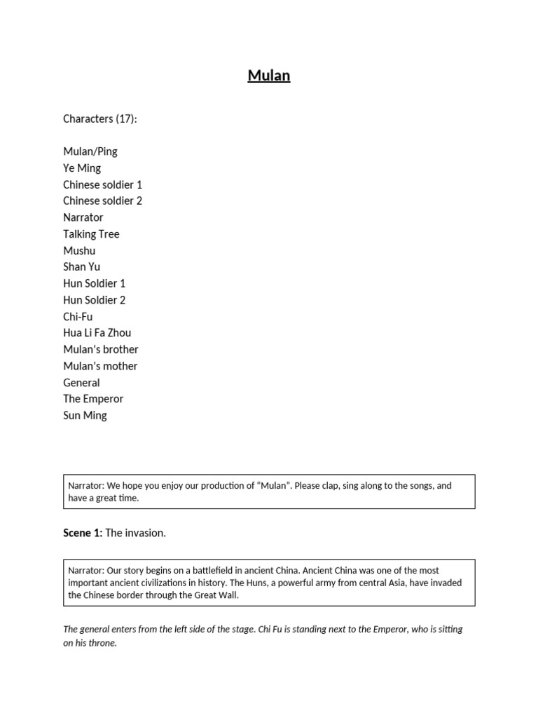 Mulan Script | PDF