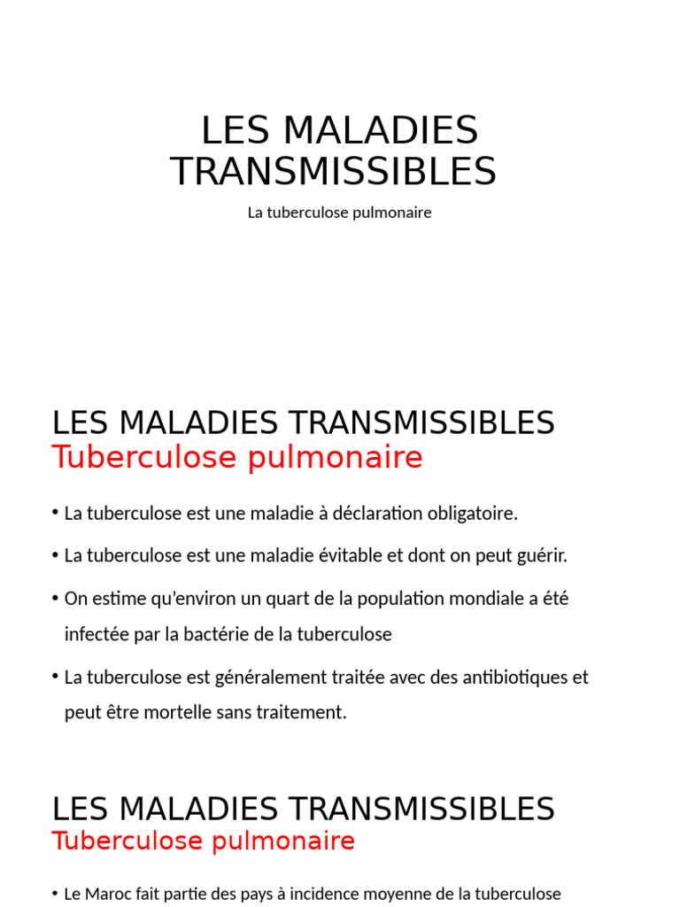 tuberculoseLES MALADIES TRANSMISSIBLES | PDF