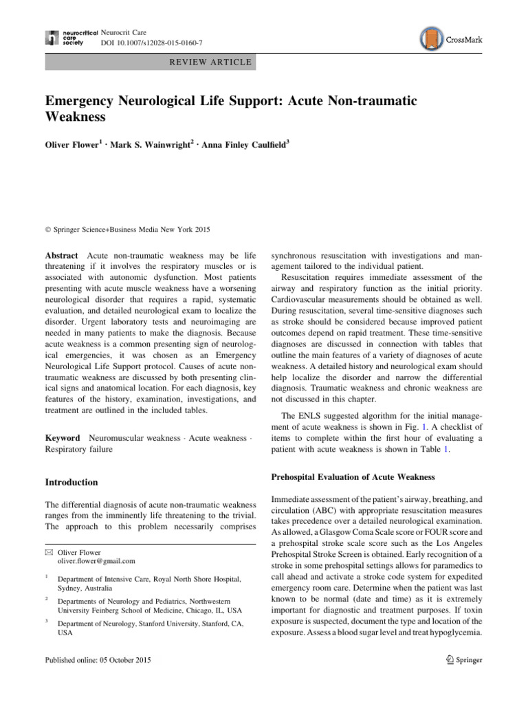 Emergency Neurological Life Support: Acute Non-Traumatic Weakness | PDF ...