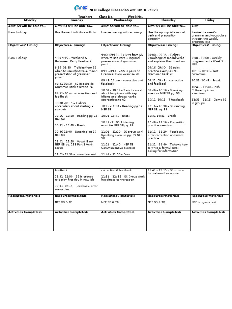 Lesson Plan A2 AM Trrone | PDF