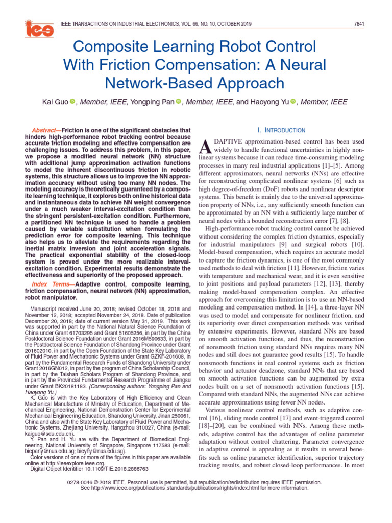 2 Composite Learning Robot Control With Friction Compensation - A Neural Network-Based Approach ...