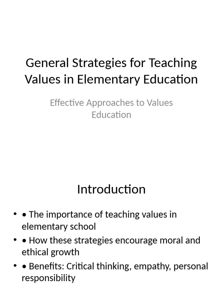 Teaching Values Strategies | PDF
