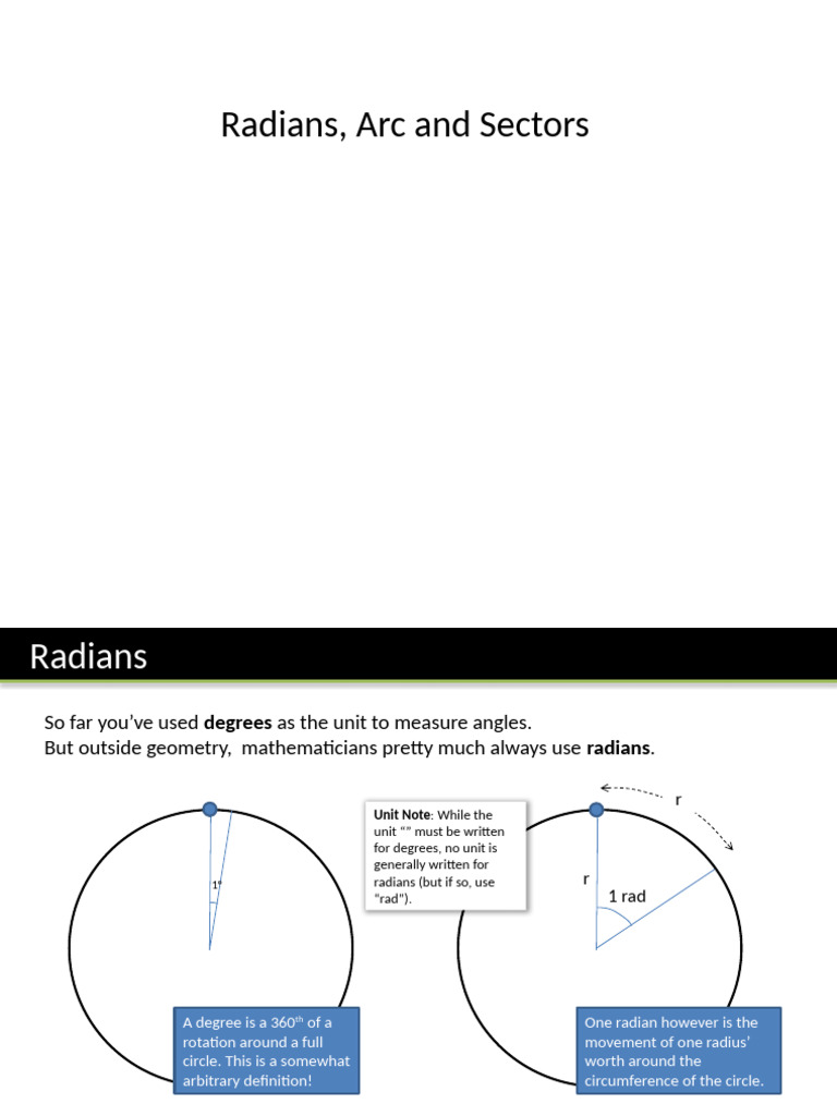 Radian, Arc, Sectors | PDF