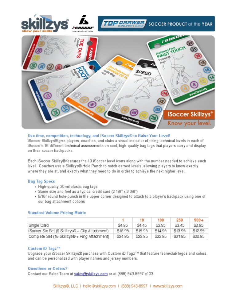 iSoccer Skillzys®: Track Player Progress | PDF