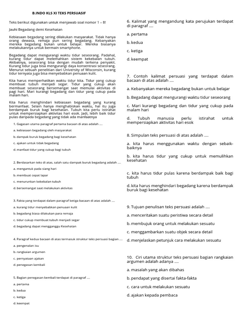 Latsol Teks Persuasif | PDF