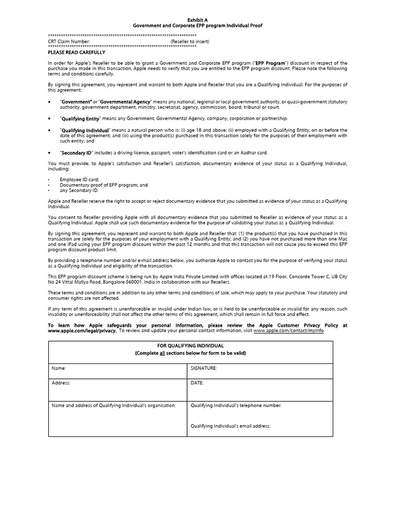 Enterprise EPP Program India Consent form (23 September 2022) | PDF