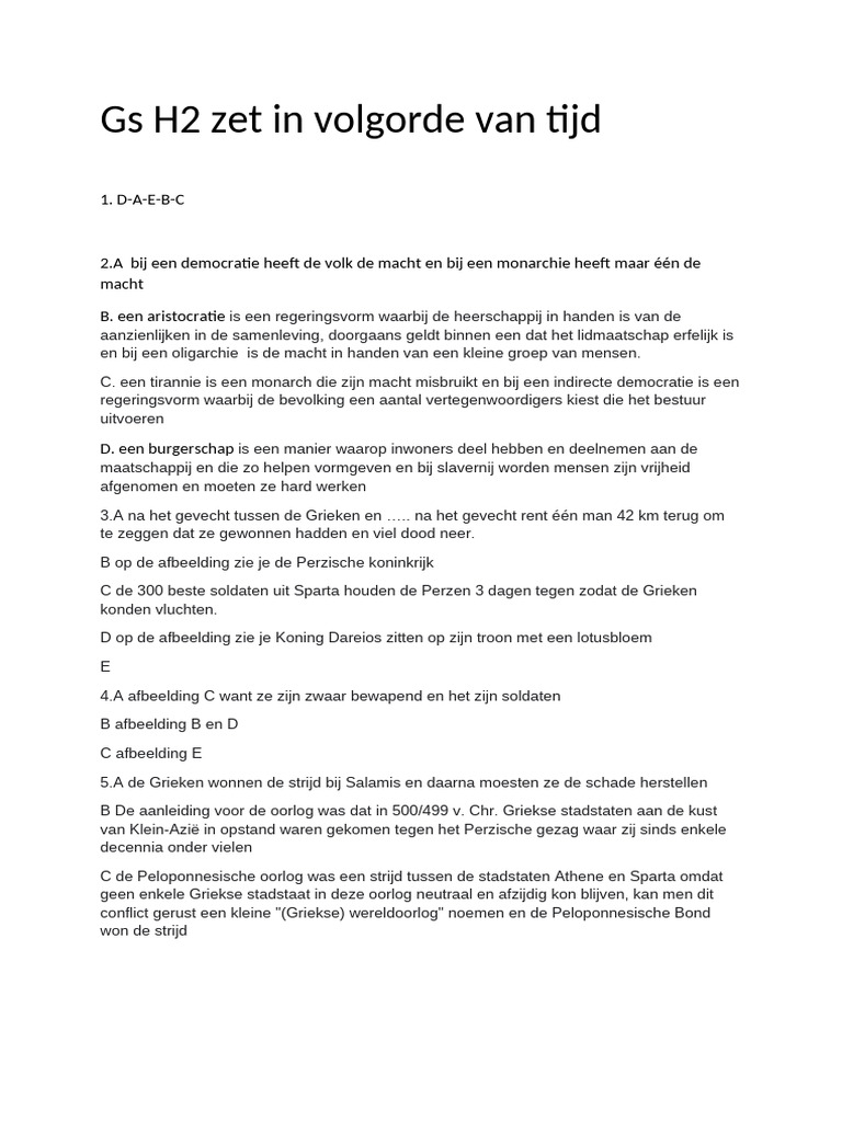 Gs H2 Zet in Volgorde Van Tijd | PDF