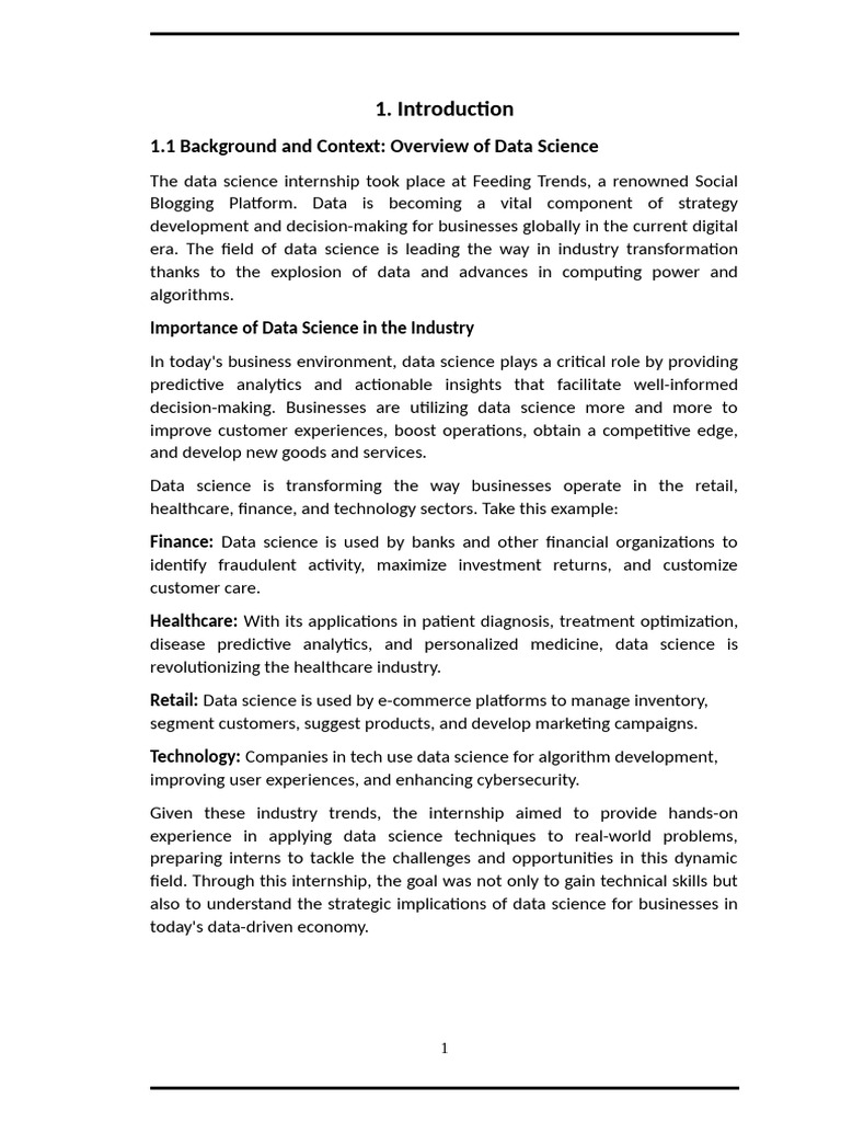Data Science Internship at Feeding Trends | PDF | Data Science | Business