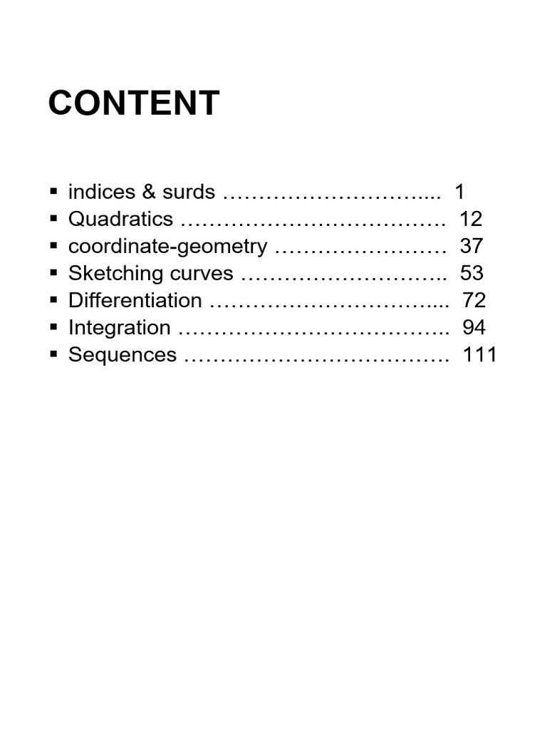Math Topics: Indices to Integration | PDF
