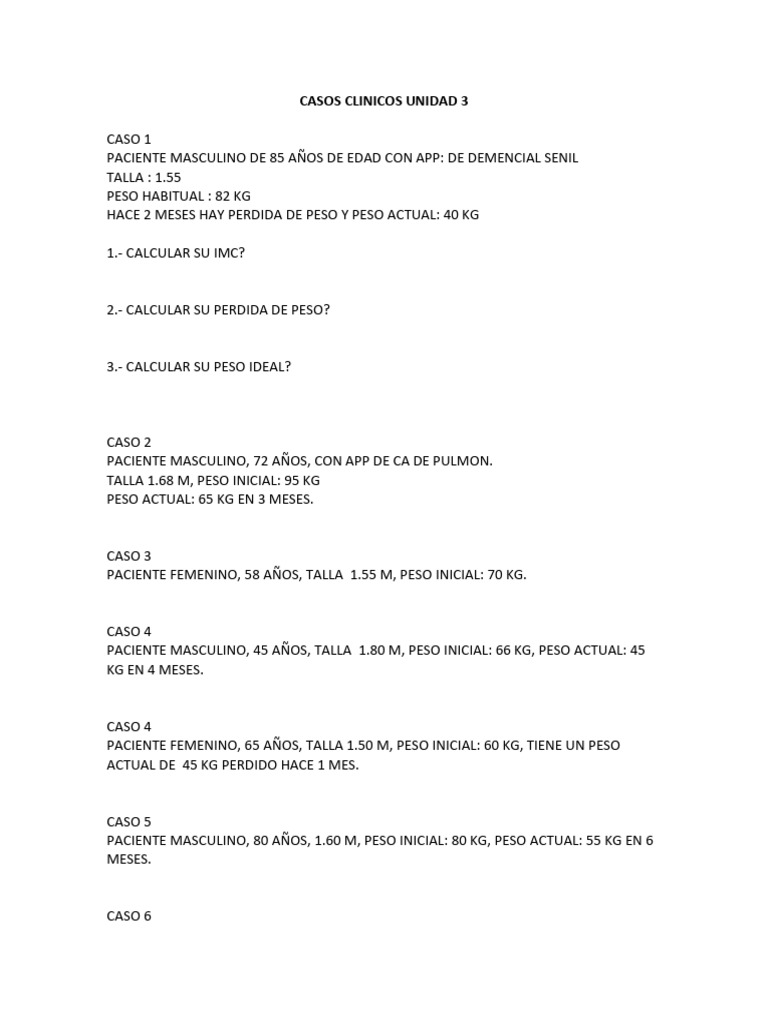 CASOS CLINICOS UNIDAD 3 | PDF