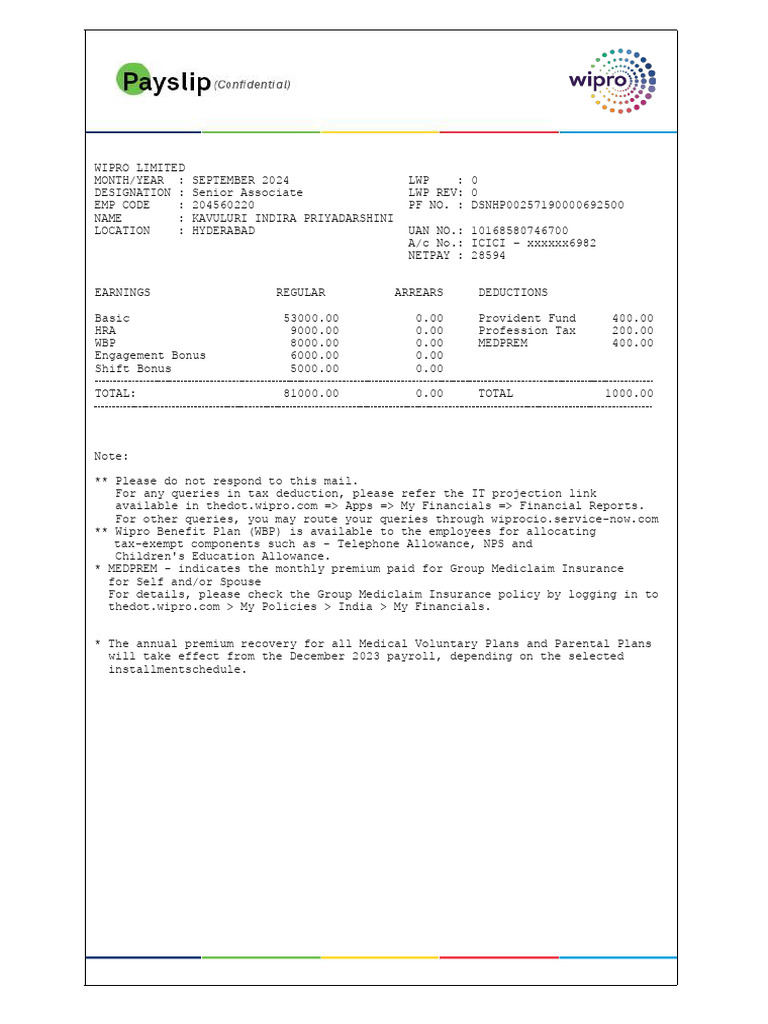 September Payslip | PDF