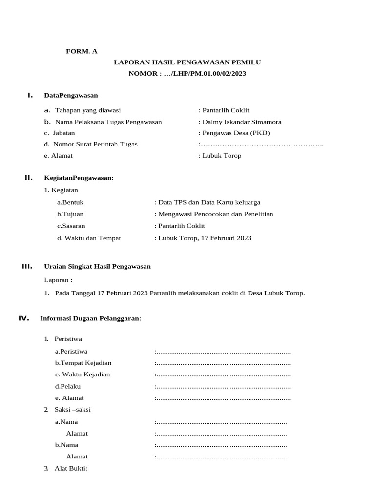 LHP - Lubuk Torop | PDF