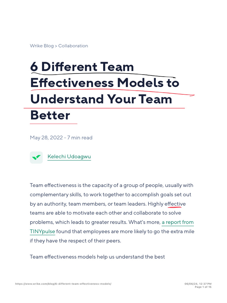 6 Different Team Effectiveness Models To Understand Your Team Better ...