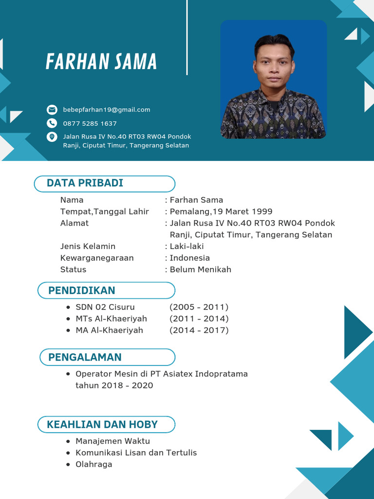 CV Farhan Sama 1 | PDF