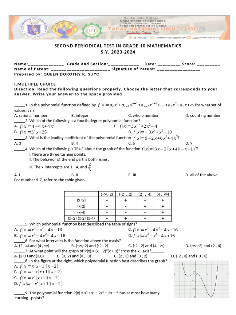 Second Quarter Exam | PDF