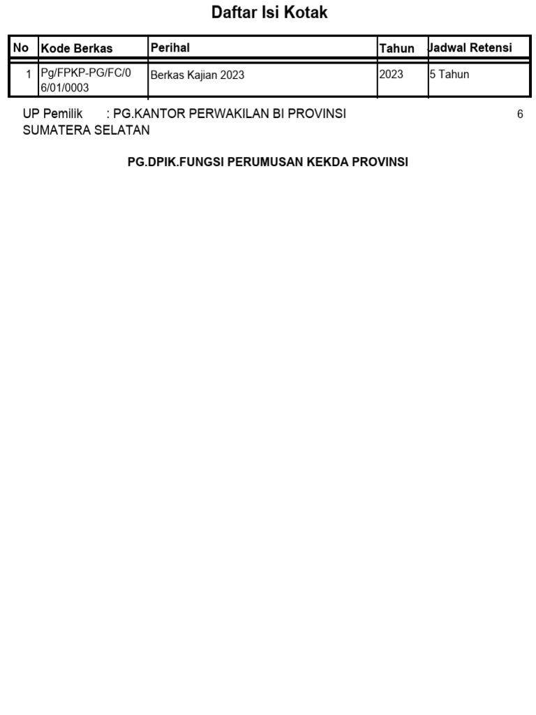 BI Daftar Isi Kotak | PDF