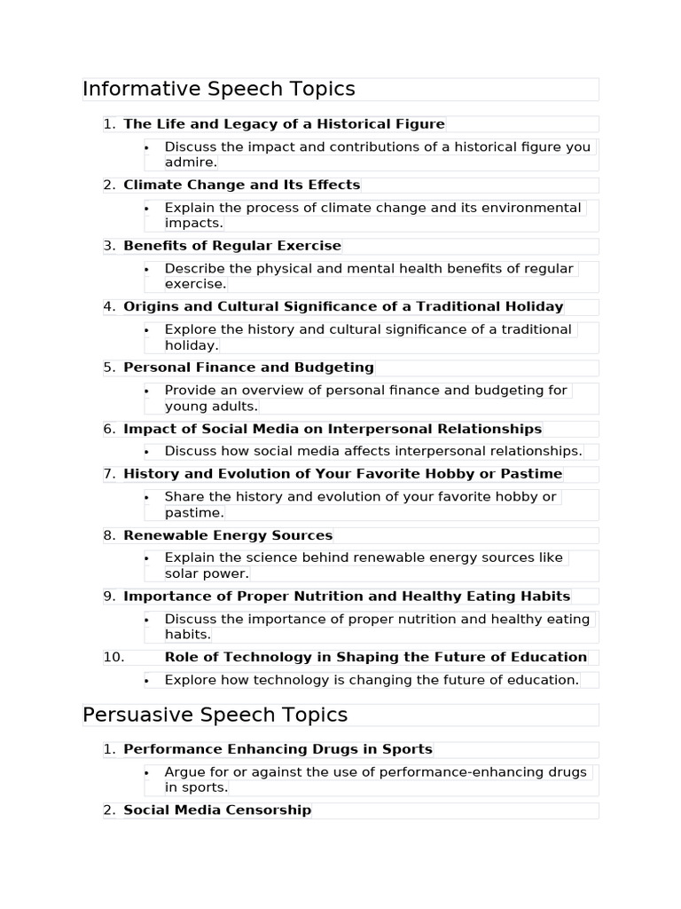 Topics For Impromptu Speaking | PDF
