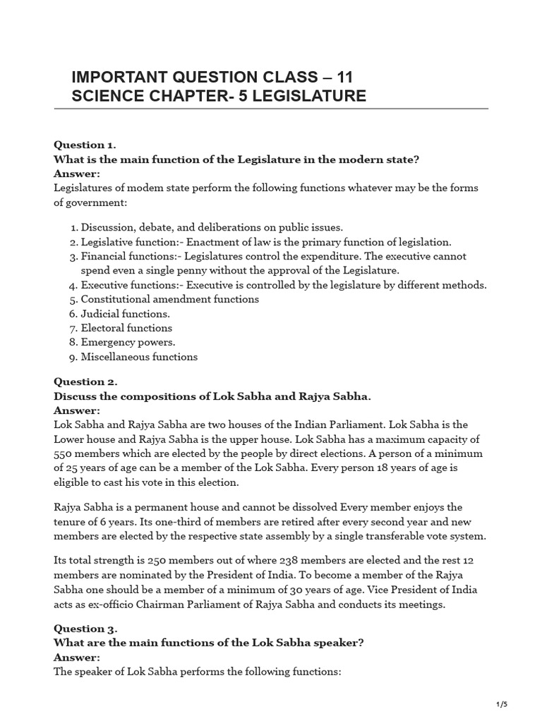 Chapter 5 (Legislature) | PDF