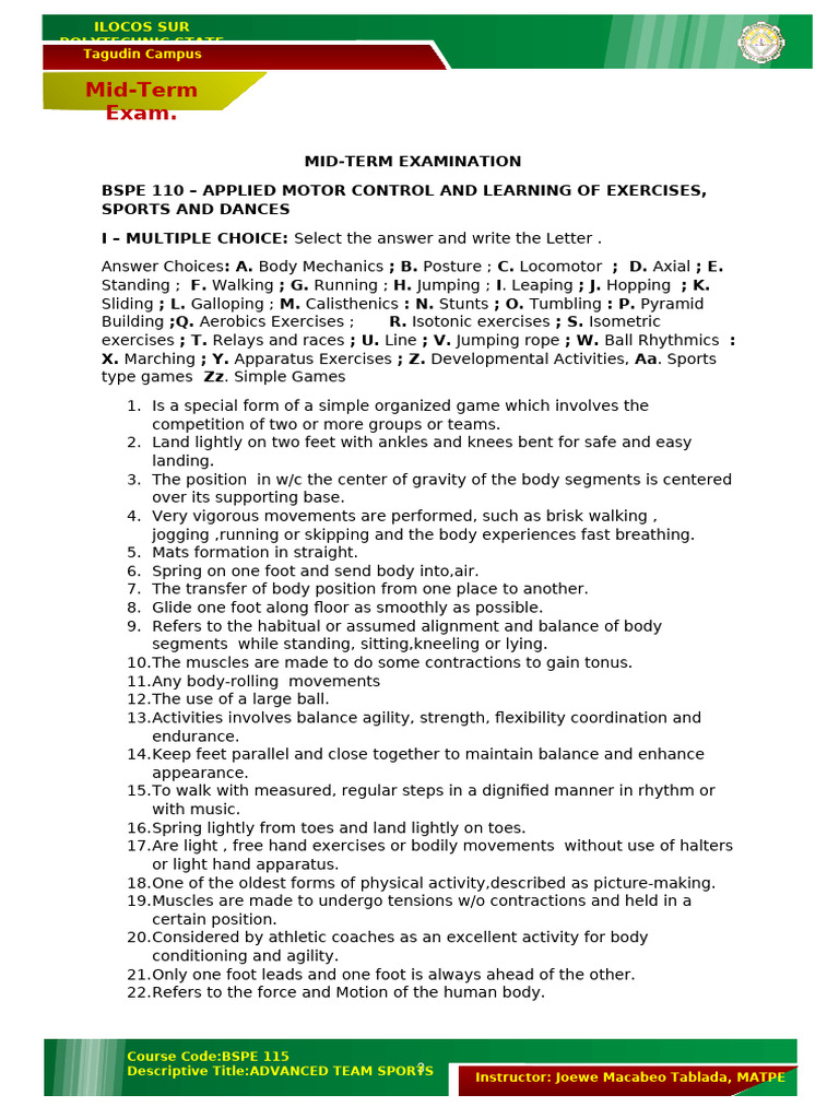 Mid Term Bspe 110 | PDF