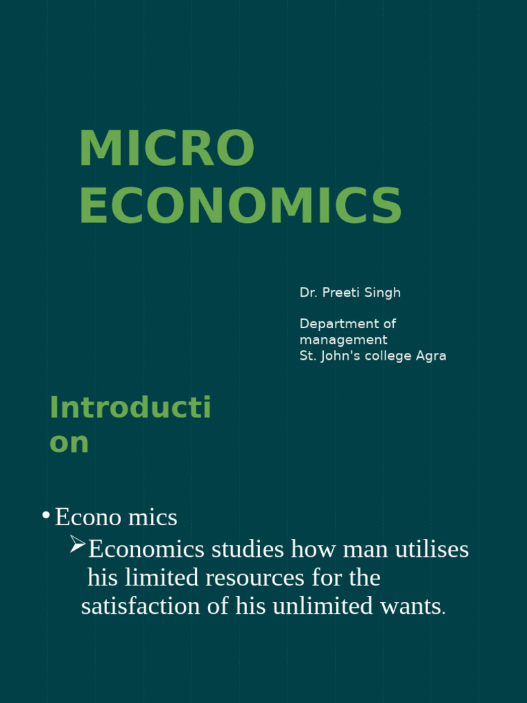 Introduction Micro Economics | PDF