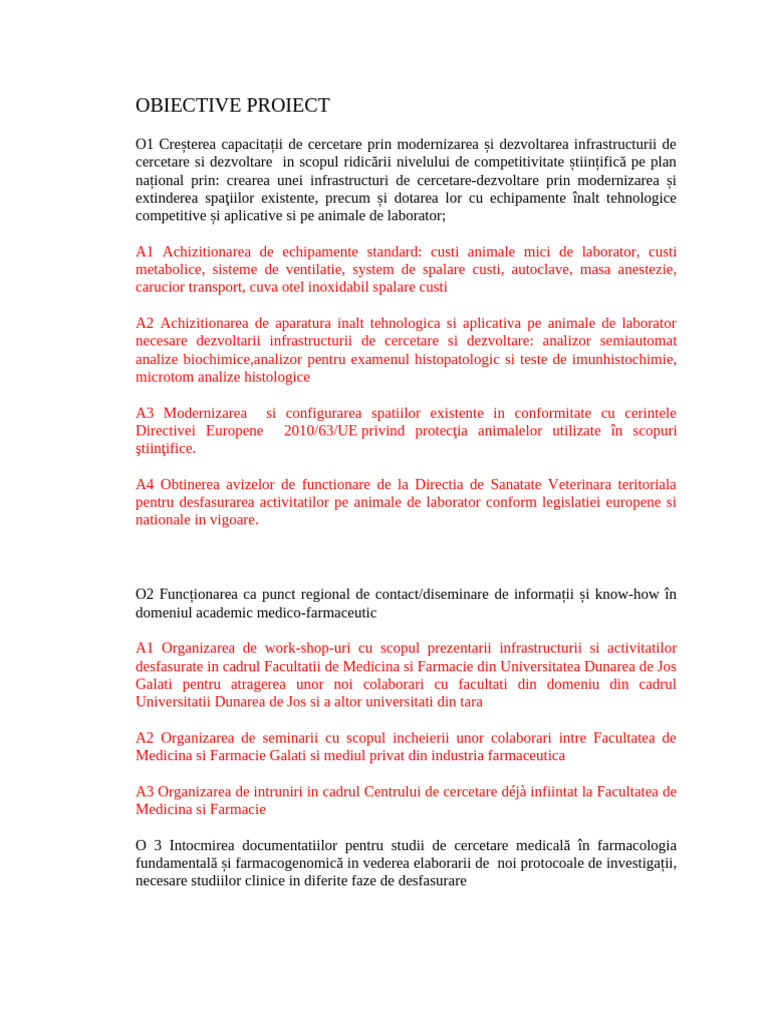 Obiective Proiect | PDF