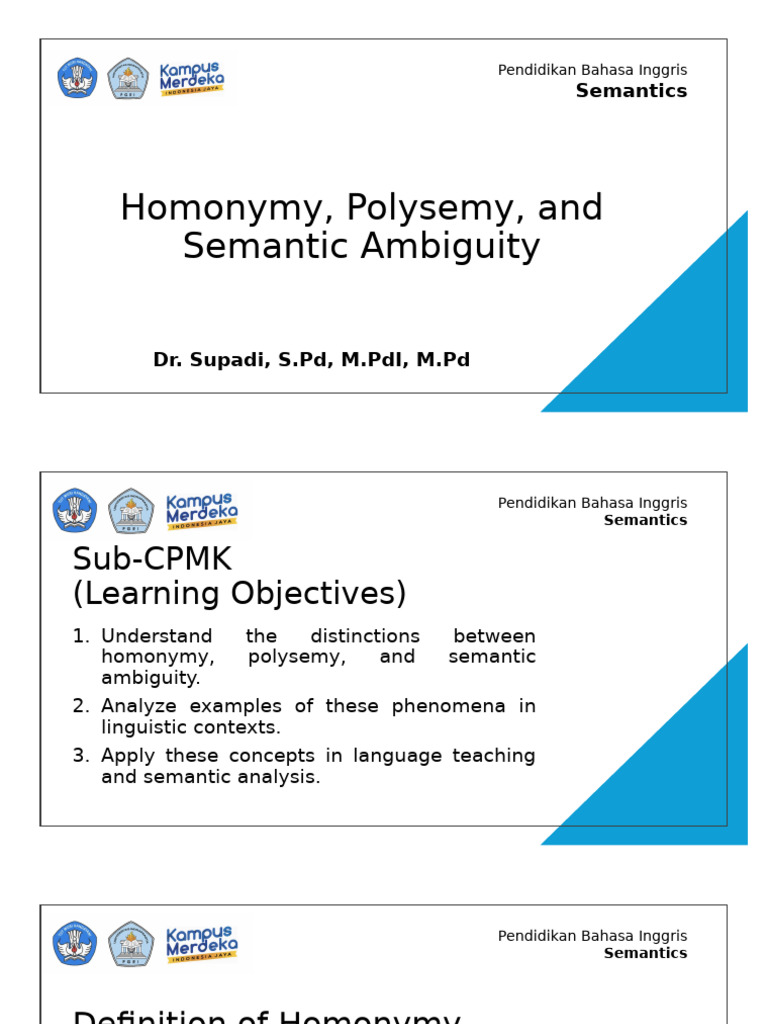 4 Homonymy, Polysemy, and Semantic Ambiguity | PDF
