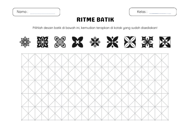 Menggambar Ritme Batik Lembar Kerja Seni Rupa SD Kelas 5 Hitam Putih ...