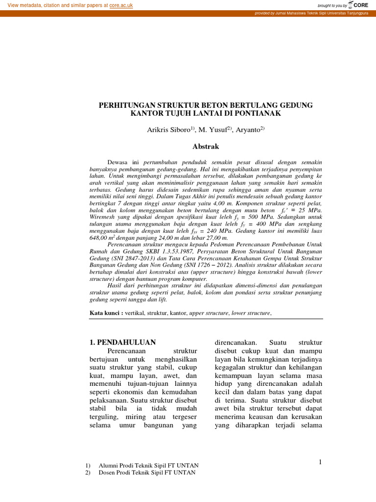 Perhitungan Struktur Beton Bertulang Ged | PDF