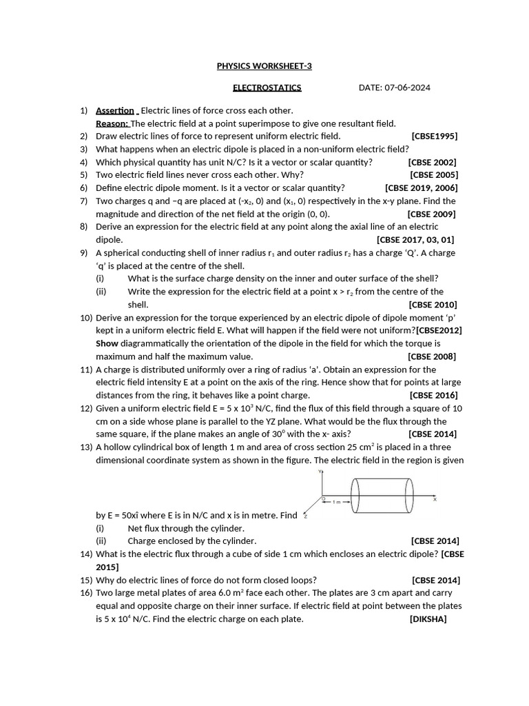PHYSICS WORKSHEET3 | PDF