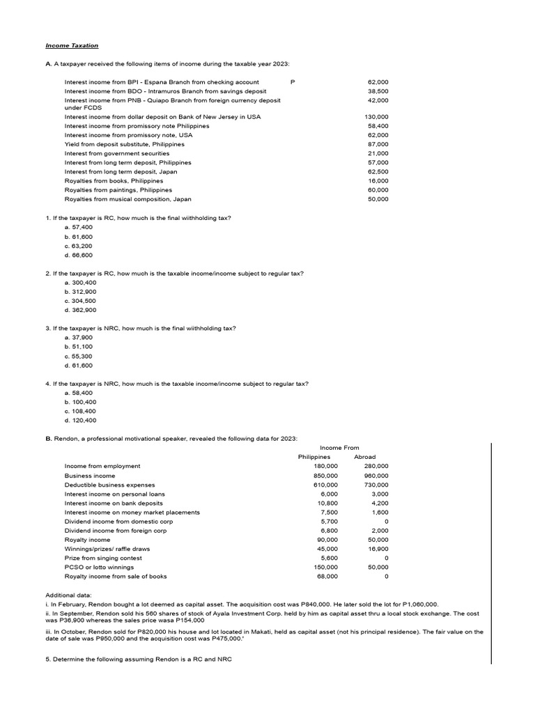Individual Taxpayers - Comprehensive Illustration | PDF | Income | Business