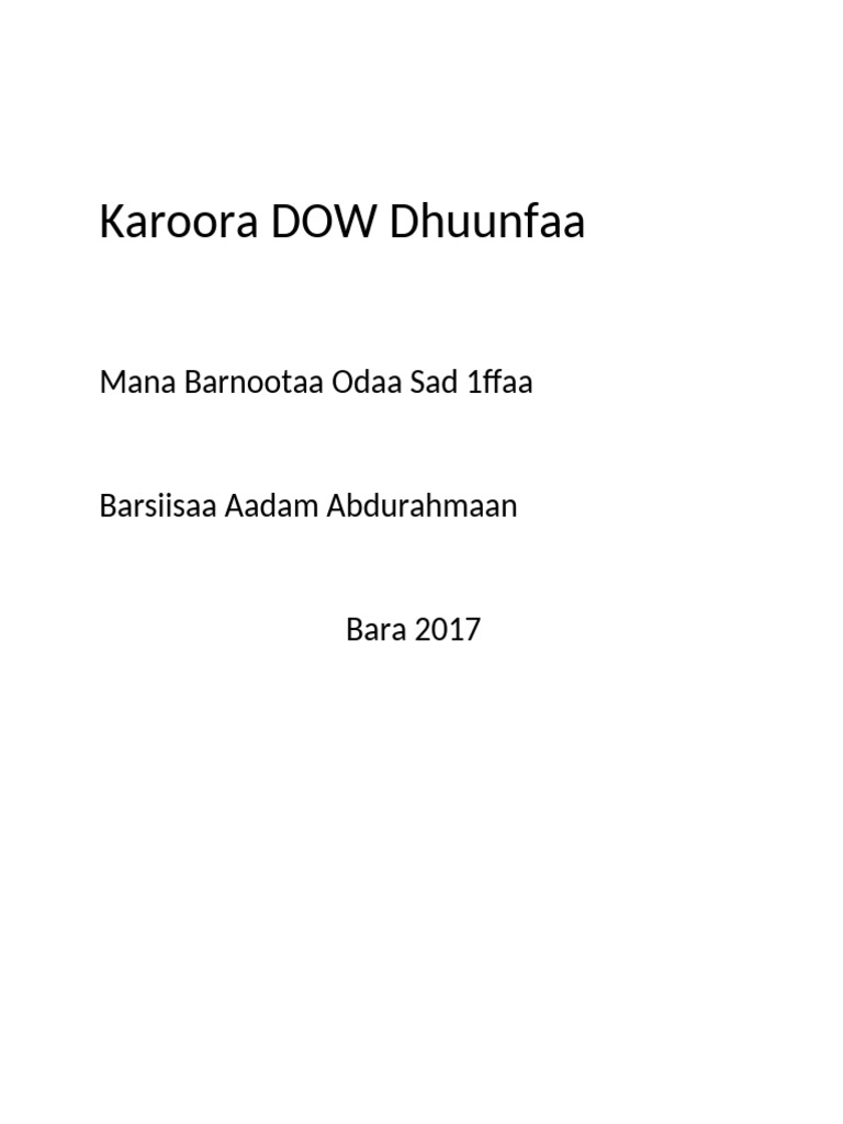 Karoora DOW Kiyya | PDF