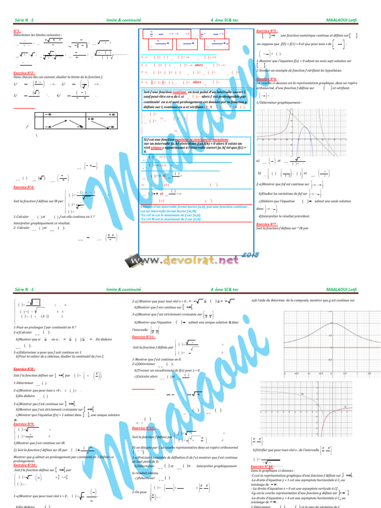 Série D'exercices N°1 - Math - Limite & Continuité - Bac Sciences Exp (2018-2019) MR MAALAOUI ...